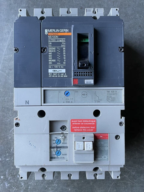 SCHNEIDER MCCB MERLIN Gerin NS100N 4-pole MCCB with Vigi NS 80/100 Amp £109.88 - PicClick UK