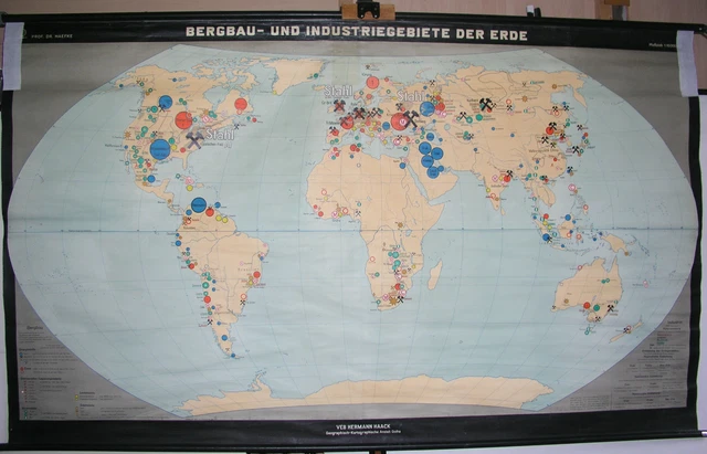 SCHOOL WALL MAP World Earth Mining World Map Minning 240x143 $105.36 ...