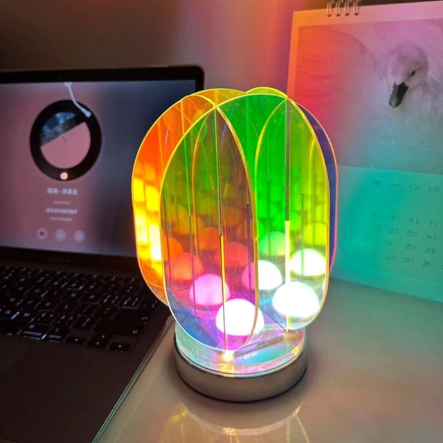 LED COLOR ACRYLIC USB Table Lamp Bedroom Room Game Room Decor Night ...