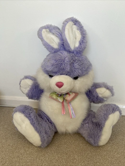 VINTAGE CHAD VALLEY Large Purple Bunny Rabbit Soft Plush Toy Fluffy ...