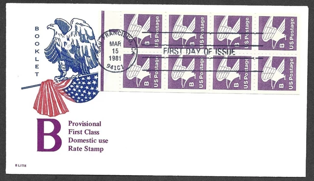 PROVISIONAL FIRST-CLASS DOMESTIC Use Rate Stamp 1981 Scott #1819 Fdc ...