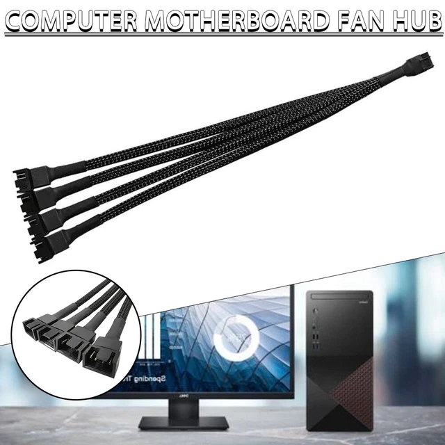 COMPUTER MOTHERBOARD FAN Hub Cable 4Pin PWM Temperature Control ...
