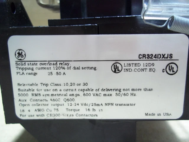 GE CR324DXJS SOLID State Overload Relay 25-50A $192.25 - PicClick CA