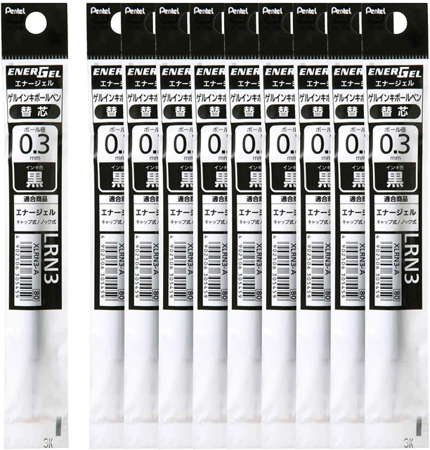 PENTEL ENERGEL LIQUID Gel Ballpoint Pen Refill 0.3Mm Black Ink 10 ...