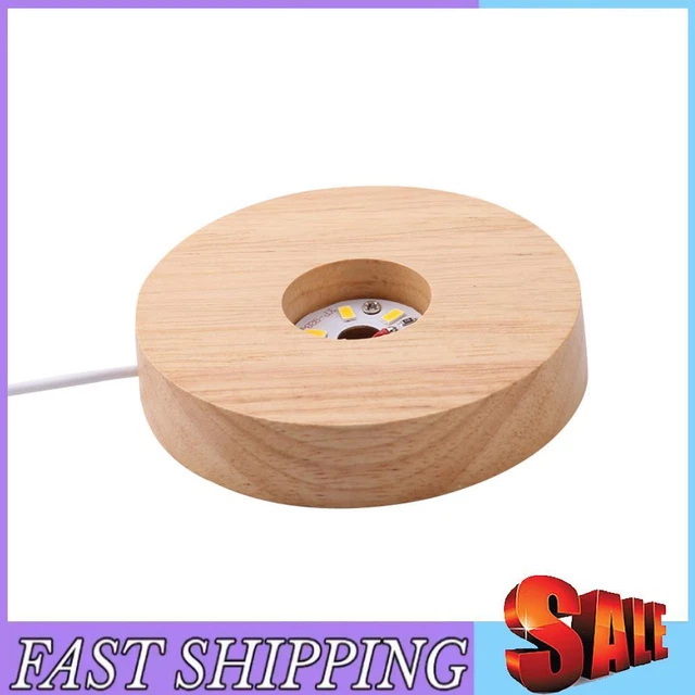 WOODEN LIGHT DISPLAY Stand Lamp Holder Base for Art Crystal Energy ...