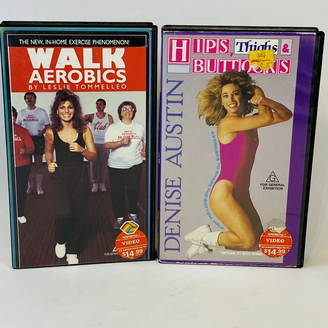 VHS 2 X Workout Video Denise Austin & Leslie Tommelleo Walk Aerobics ...
