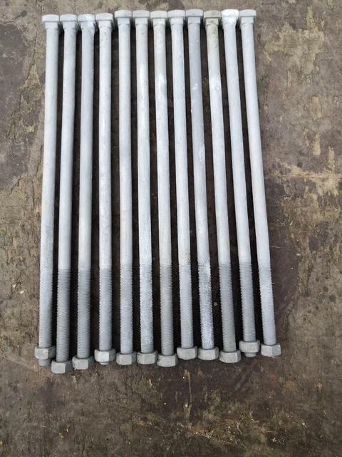 12 X M16 STRUCTURAL BOLTS 8.8 PART Threaded Galvanised Agriculture ...