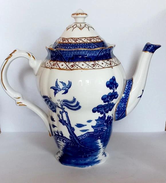 ROYAL DOULTON BOOTHS 'Real Old Willow' Blue England Coffee Tea Pot £65. ...