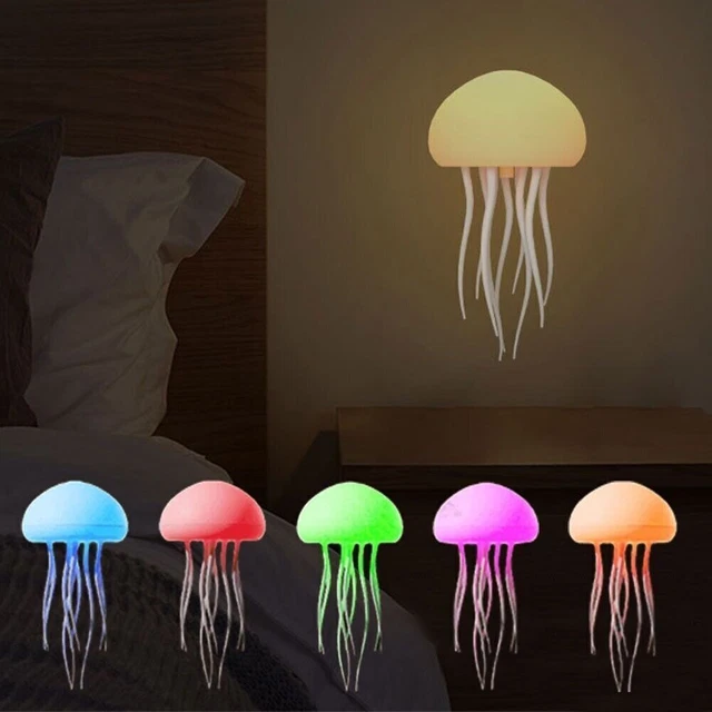 LED JELLY FISH Light Lamp Voice Control Rechargeable LED Floating ...