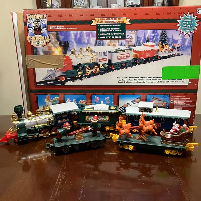 1996 NORTH POLE Christmas Magic Express Animated Musical Train Set Toy ...
