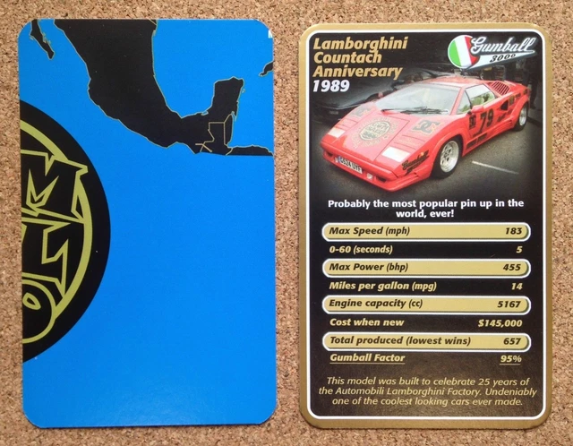 TOP TRUMPS SINGLE Card Gumball Rally 3000 Sports Cars - Various Makes ...