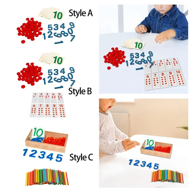 MONTESSORI MATH NUMBERS Cards & Counters Kids Montessori Cognitive ...