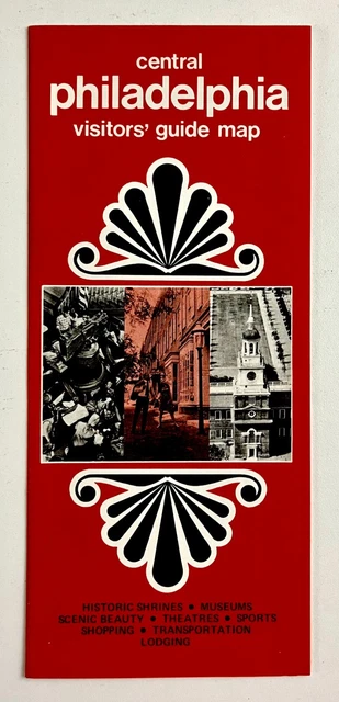 1974 CENTRAL PHILADELPHIA PA Visitors Guide Map Vintage Travel Brochure ...