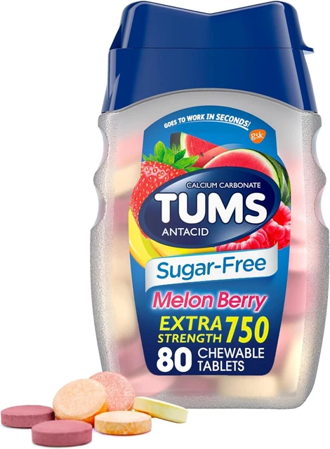 TUMS EXTRA STRENGTH Sugar-Free Antacid Chewable Heartburn Tabs (80 ...