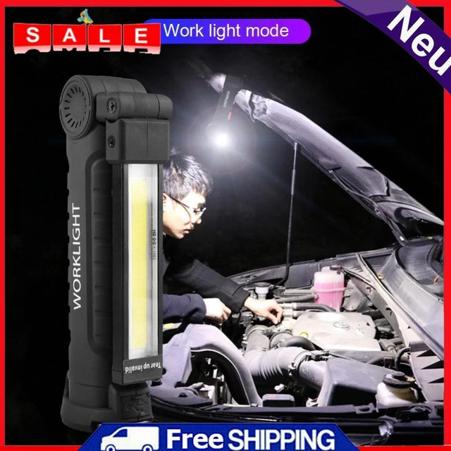 PORTABLE COB FLASHLIGHT Rechargeable Work Camping Torch Folding Light ...