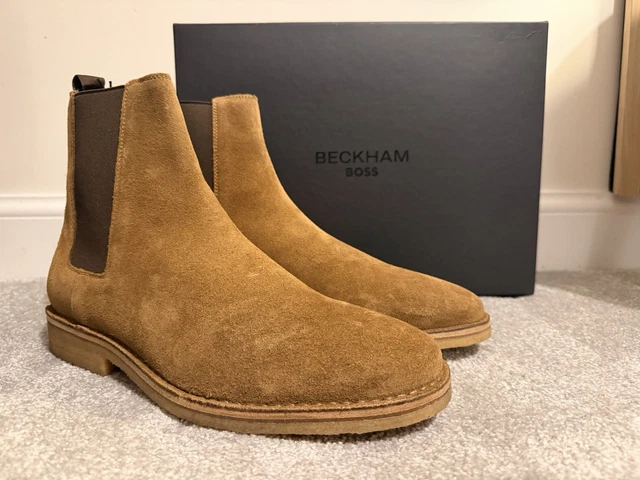 MEN'S HUGO BOSS David Beckham Jareth Chelsea Boots Brown Suede UK 9 EU ...