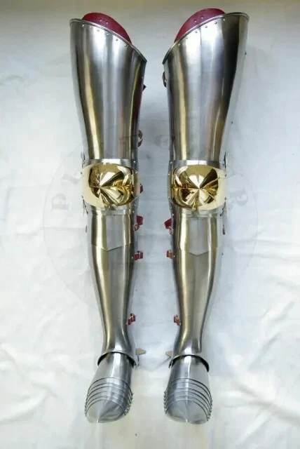 MEDIEVAL STEEL WARRIOR Larp Leg Armor Full Set Knight Greaves Armor ...