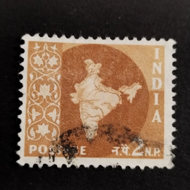 INDIA MAP OF India 2np 1958-1963 Postage Stamp Early Very fine used LH ...