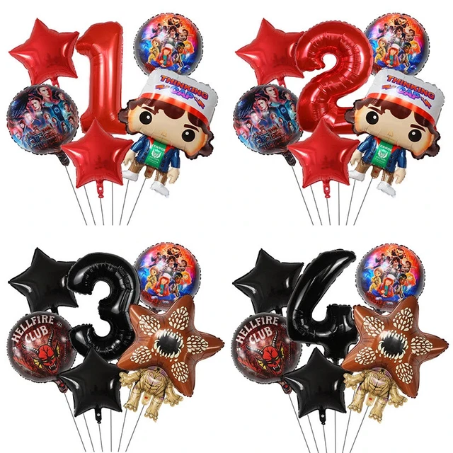 6PCS STRANGER THINGS Age Number Latex & Foil Balloons Party Decoration ...