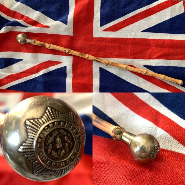VINTAGE SILVER PLATED & Bamboo British Army Cheshire Regiment Swagger ...