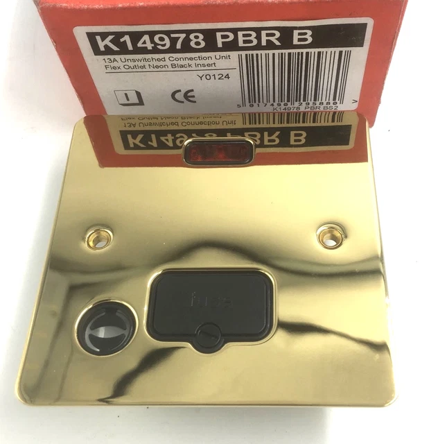 MK EDGE POLISHED Brass 13A Connection Unit Unswitched Neon Flex K14978 ...