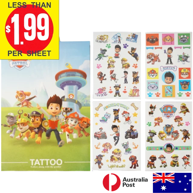PAW PATROL KIDS Child Temporary Tattoos Stickers Marshall Zuma Rocky ...