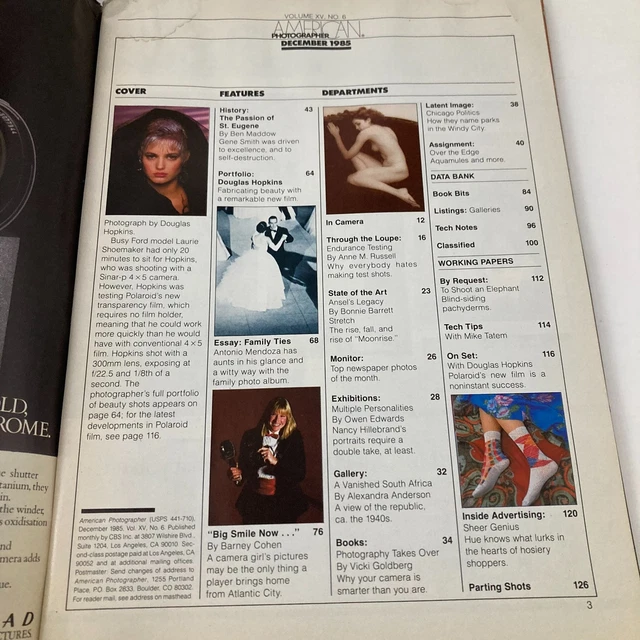 AMERICAN PHOTOGRAPHER MAGAZINE December 1985 Ford Model Laurie ...