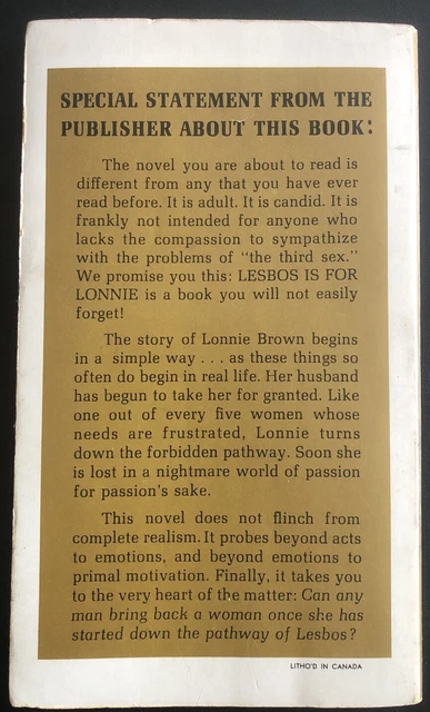 GGA SLEAZE PULP paperback Lesbos For Lonnie, Arthur Adlon. Beacon ...