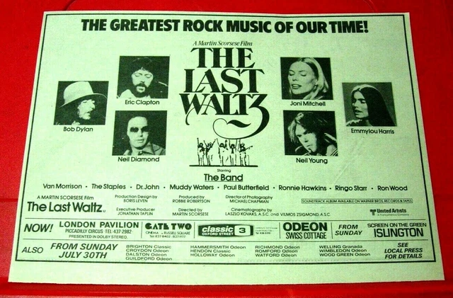THE BAND THE Last Waltz Film Martin Scorsese ORIG 1978 Press/Mag ADVERT ...
