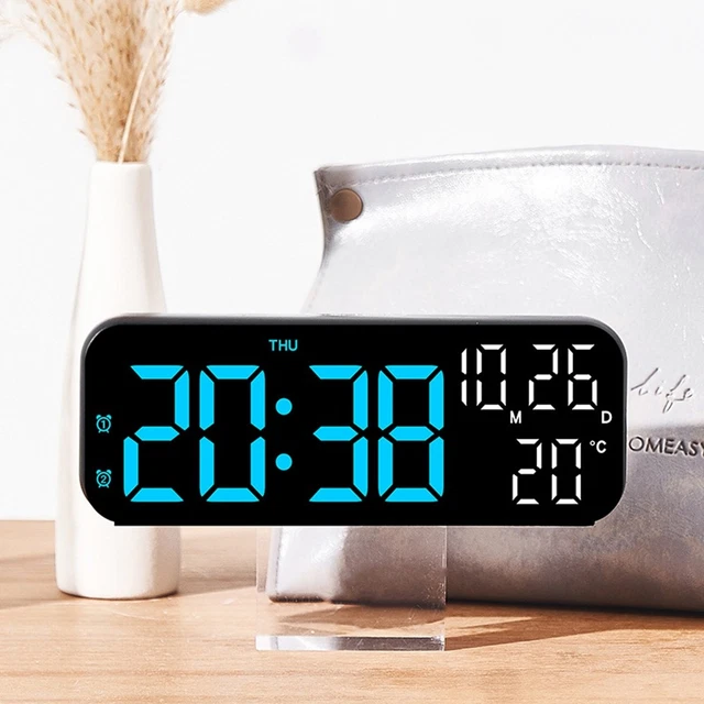 LED ELECTRIC DIGITAL Alarm Clock Mains Power Mirror Display Bedroom ...