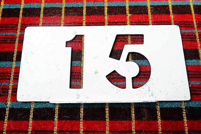LONDON TRANSPORT BUS RUNNING NUMBER STENCIL PLATE 15. Stamped WC ...