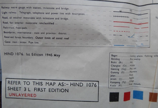 SINGAPORE 1945 VINTAGE military map and area of Malaya to north £9.73 ...