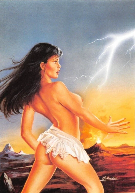 JOLIE FILLE NUE VOLCAN RARE ASLAN Carte vierge SEXY GIRL PIN UP GIRL mountains EUR 8,00 ...