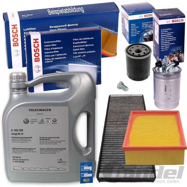 BOSCH FILTRE INSPECTIONS Kit + VW 0W-30 Huile 1.9 Tdi pour Golf 4 Bora ...
