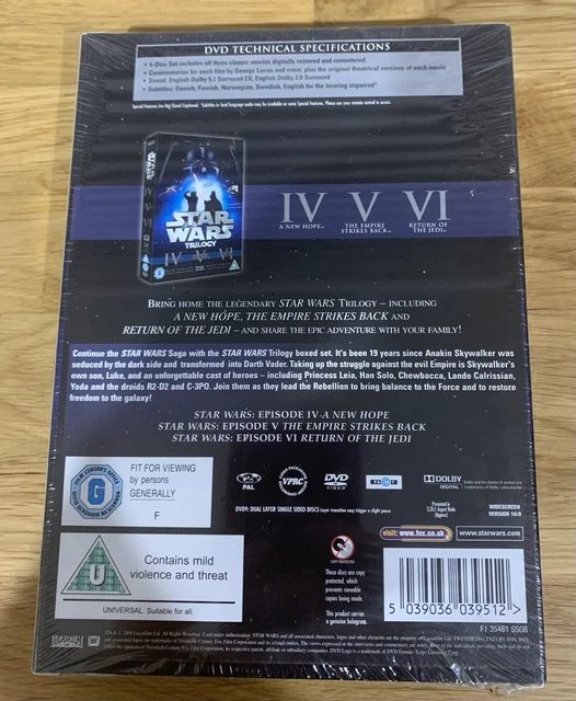 STAR WARS TRILOGY: Episodes IV, V and VI DVD (2008) Mark Hamill, Lucas ...