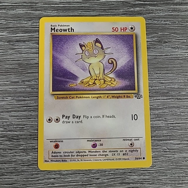 POKÉMON TCG MEOWTH Jungle 56/64 Regular Unlimited Common $2.99 ...