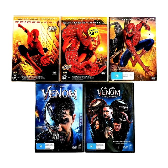 SPIDERMAN 1-3 TRILOGY + Venom 1 & 2 DVD 5 x Gift Bundle, Marvel ...
