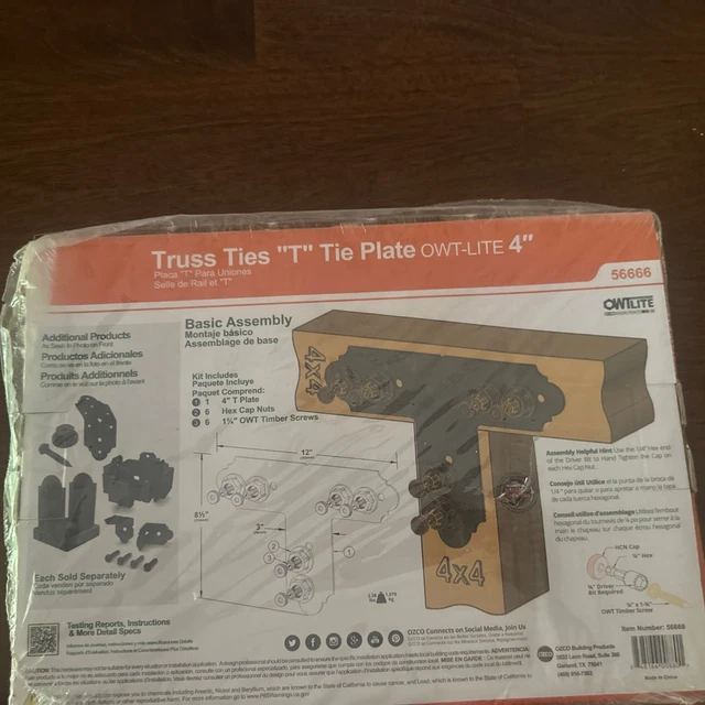 OZCO OWT-LITE TRUSS Ties 4″ ʺTʺ Tie Plate – Black Laredo Sunset 56666 £ ...