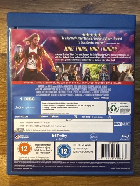 THOR: LOVE AND Thunder - Blu Ray £9.85 - PicClick UK