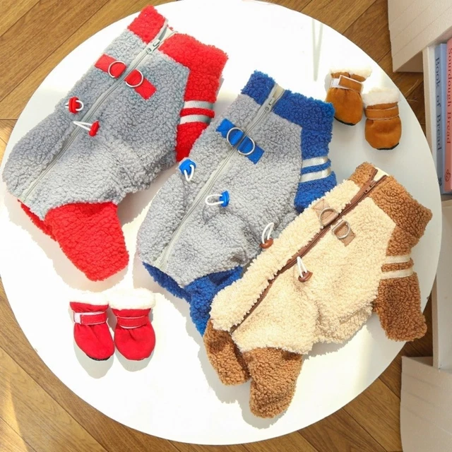 DOUBLE-SIDED VELVET WINTER Dog Clothes Plush Dog Jumpsuits Daily Walk ...