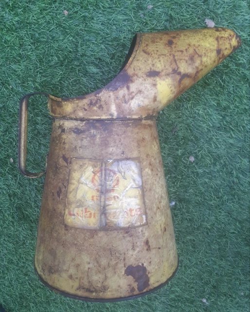 VINTAGE SHELL LUBRICANTS Oil Jug 5 Litre Yellow Oil Can For Man Cave ...