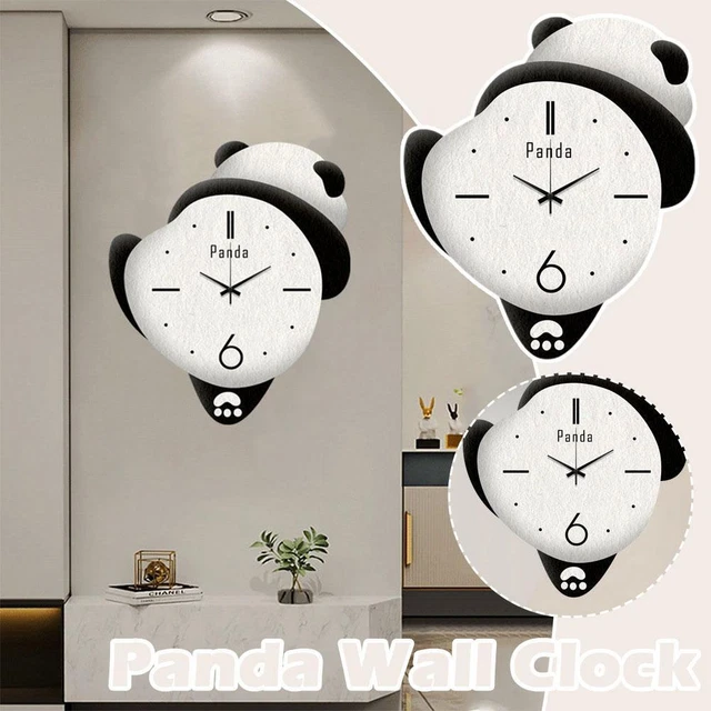 DECORATIVE CUTE PANDA Shape Wall Clock with Pendulum,Wall Clock Battery ...