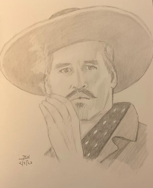 TOMBSTONE BLEISTIFTZEICHNUNG 11X14 DOC HOLLIDAY/VAL KILMER PORTRAIT ...