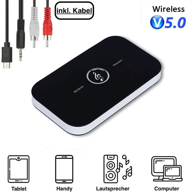 2IN1 BLUETOOTH 5.0 Transmitter Empfänger Sender Aux Audio Adapter TV ...