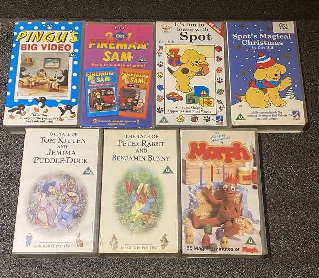 KIDS VINTAGE VHS Video Tape Bundle x 7 Pingu, Spot, Postman Pat, Peter ...
