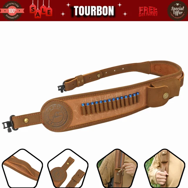 TOURBON CANVAS RIFLE Sling .22LR Bullets Holder Pouch Finger Rest w ...