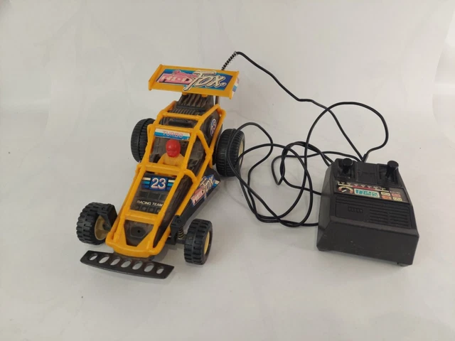 VINTAGE RADIO SHACK Wired Controlled Red Fox Racer. Yellow Car Untested ...