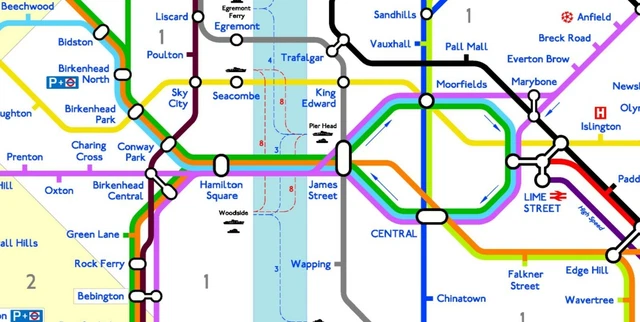 LIVERPOOL UNDERGROUND TUBE Map - Large Artwork Maxi Poster - London ...
