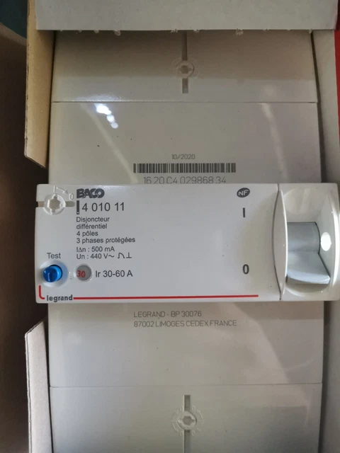 DISJONCTEUR DIFFERENTIEL BRANCHEMENT EDF 4 POLE 30/60A 500mA LEGRAND ... DISJONCTEUR DIFFERENTIEL BRANCHEMENT EDF 4 POLE 30/60A 500mA LEGRAND ...