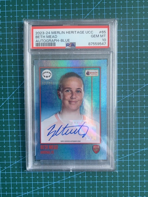 2023-24 TOPPS MERLIN Heritage Beth Mead Auto Blue /25 PSA 10 POP 1 $278 ... 2023-24 TOPPS MERLIN Heritage Beth Mead Auto Blue /25 PSA 10 POP 1 $278 ...